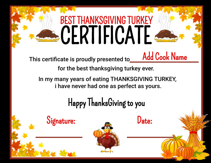 thanksgiving appreciation certificate flyer ( Template | PosterMyWall