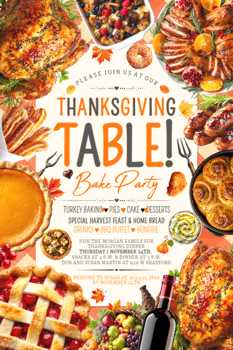 Copy of Thanksgiving Bake Party Template | PosterMyWall