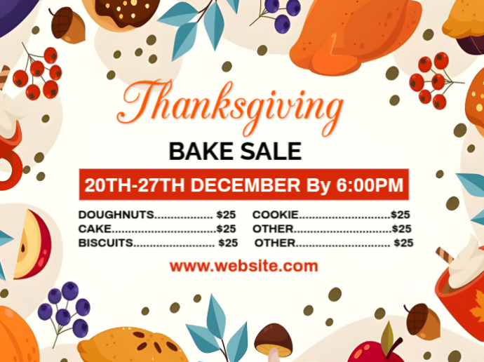 Thanksgiving Bake Sale Presentation Template | PosterMyWall