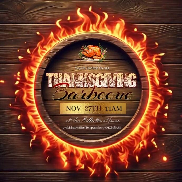 Thanksgiving Barbecue invitation Template | PosterMyWall
