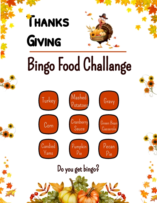 Copy of thanksgiving bingo game flyer template | PosterMyWall