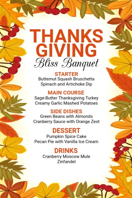 Thanksgiving Bliss Banquet Template | PosterMyWall