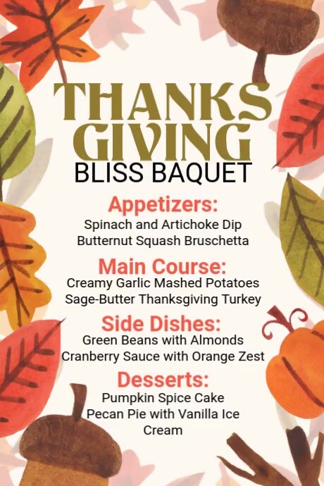 Thanksgiving Bliss Baquet Template | PosterMyWall