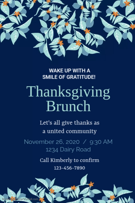 Thanksgiving Brunch Poster Template. | PosterMyWall