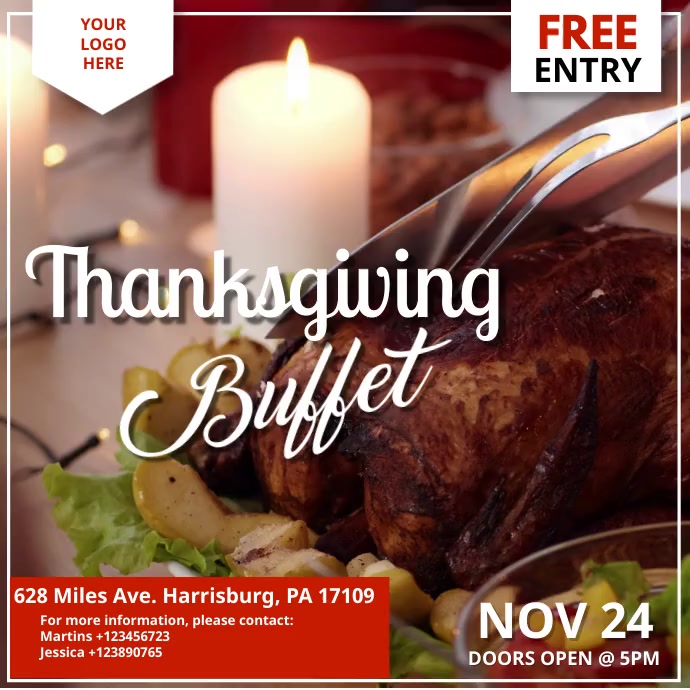 Thanksgiving Buffet Flyer Template Free (1) | PosterMyWall