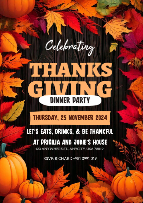 Thanksgiving Celebration Dinner Party Event Poster Flyer Modelo ...