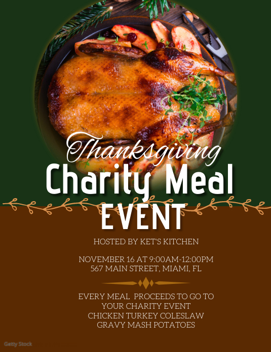 Thanksgiving Charity Community Event Flyer Template | PosterMyWall
