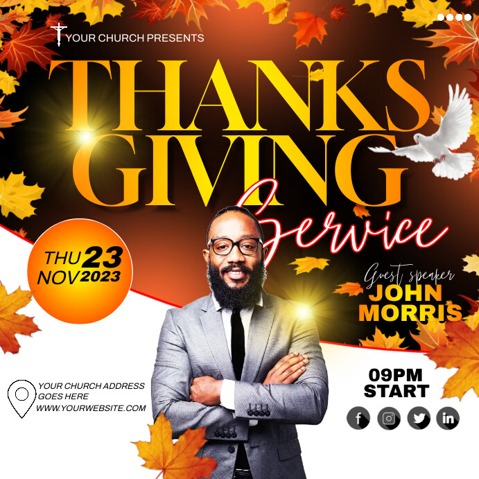Thanksgiving church flyer Template | PosterMyWall