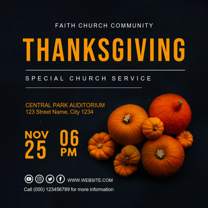 Thanksgiving Church Service Template | PosterMyWall