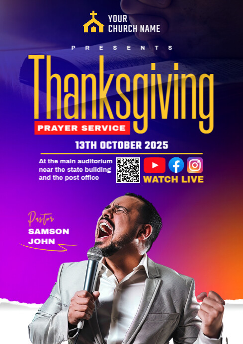 Thanksgiving Church Service Template | PosterMyWall