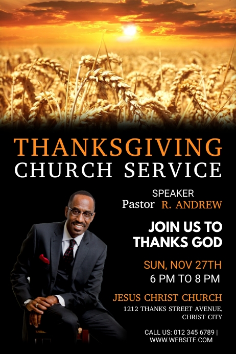 Thanksgiving Church Service Template | PosterMyWall