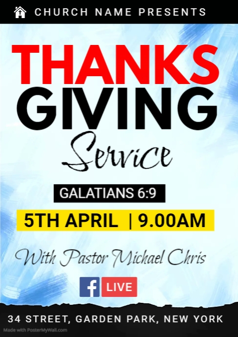 thanksgiving church service Template | PosterMyWall