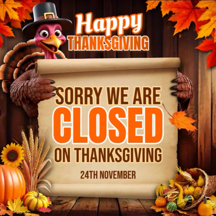 Plantilla de Thanksgiving Closed | PosterMyWall