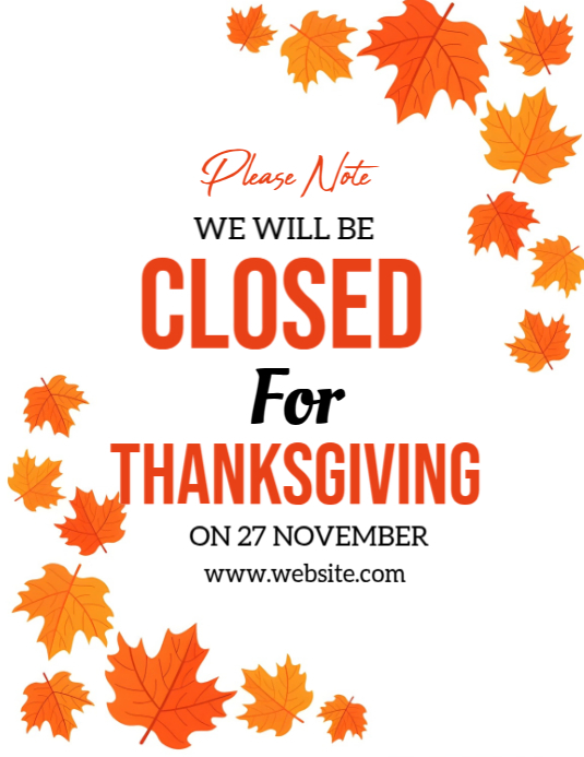 Thanksgiving Closed Flyer Template | PosterMyWall