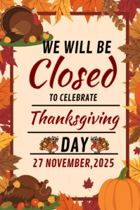 Thanksgiving closed template 2025 | PosterMyWall