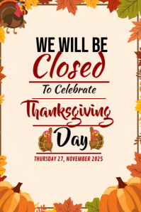 Thanksgiving closed template 2025 | PosterMyWall