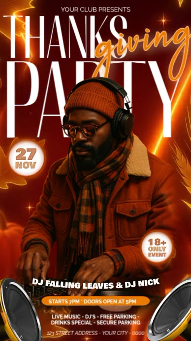 thanksgiving club party event ad design template | PosterMyWall