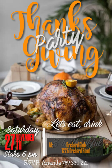 Thanksgiving Club Party Poster Template | PosterMyWall