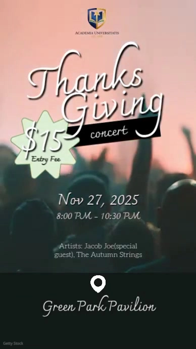 Thanksgiving Concert Video Insta Story Post Template | PosterMyWall
