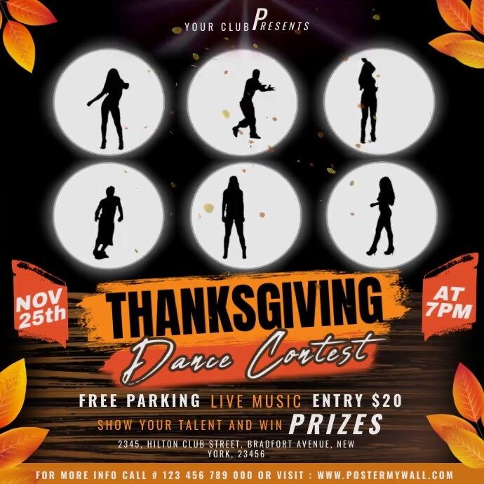 Thanksgiving Dance Party Template | PosterMyWall