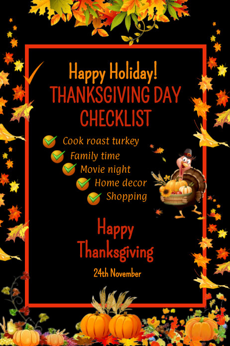Copy of thanksgiving day checklist poster templat (2) | PosterMyWall