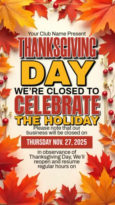 Thanksgiving Day Close Ads Template | PosterMyWall
