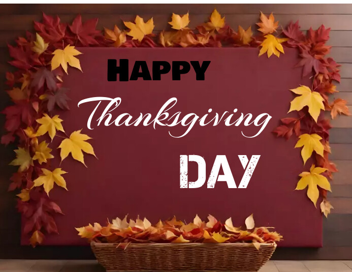 Thanksgiving day crimson red, autumn leaves c Template | PosterMyWall