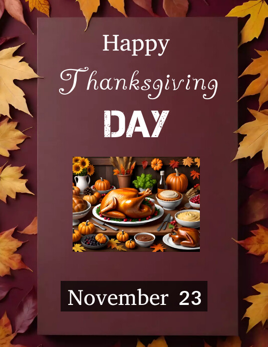 Thanksgiving day crimson red, autumn leaves Template | PosterMyWall