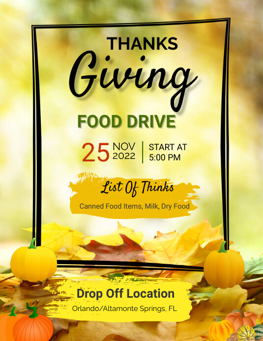 Thanksgiving day food menu flyer Template | PosterMyWall
