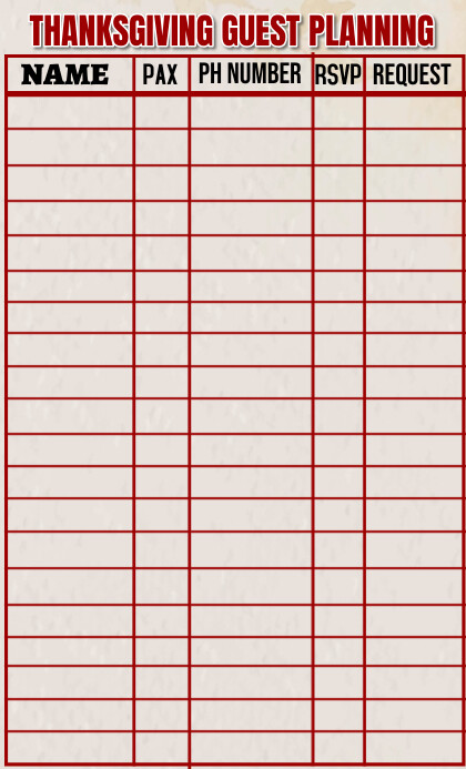Thanksgiving Day guest planning design Template | PosterMyWall