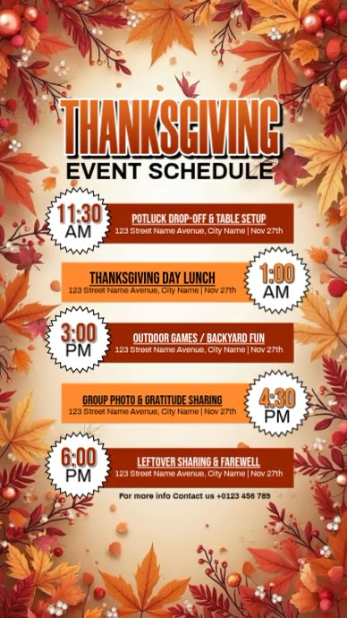Thanksgiving Day Schedule Template | PosterMyWall