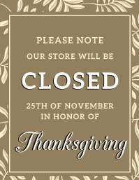 thanksgiving DAY SHOP CLOSED NOTICE TEMPLATE | PosterMyWall