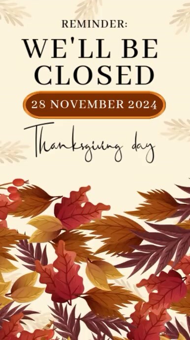 Thanksgiving day shop store closed post template | PosterMyWall