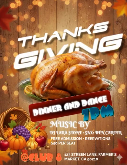 Modèle Thanksgiving Dinner & Dance Feast | PosterMyWall
