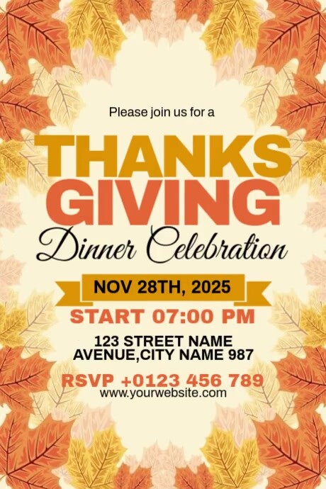 Plantilla de Thanksgiving Dinner Ads | PosterMyWall
