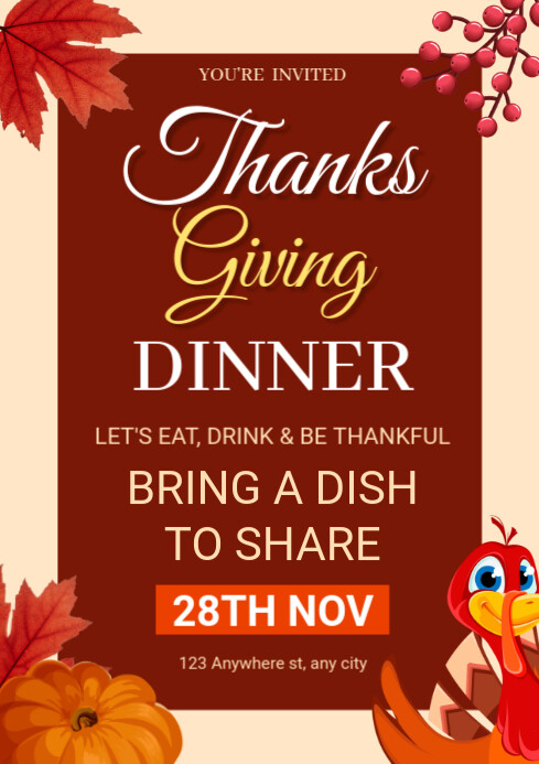 Thanksgiving Dinner Template | PosterMyWall