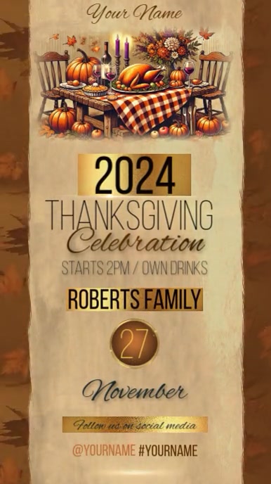 THANKSGIVING DINNER Template | PosterMyWall