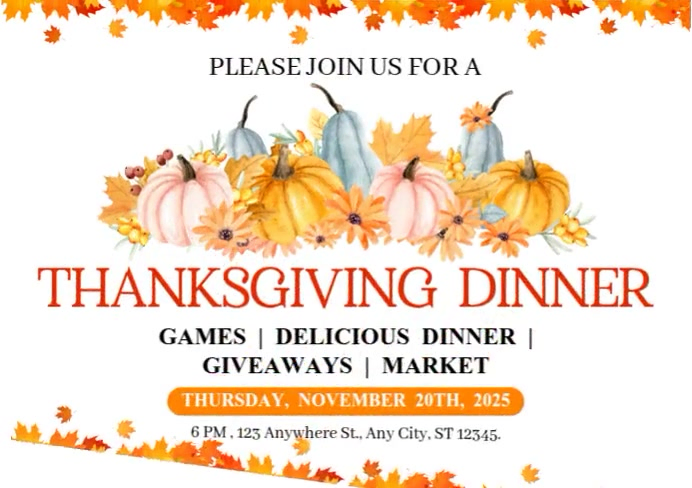 Thanksgiving Dinner Template | PosterMyWall