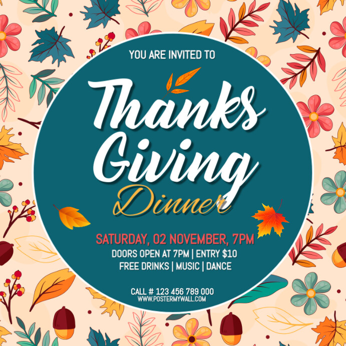 Thanksgiving dinner Template | PosterMyWall