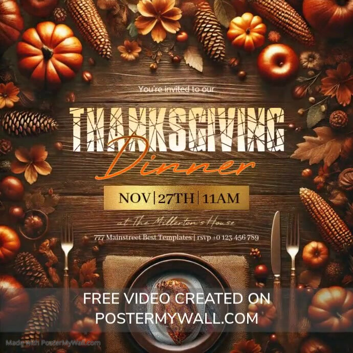 Thanksgiving Dinner Template | PosterMyWall