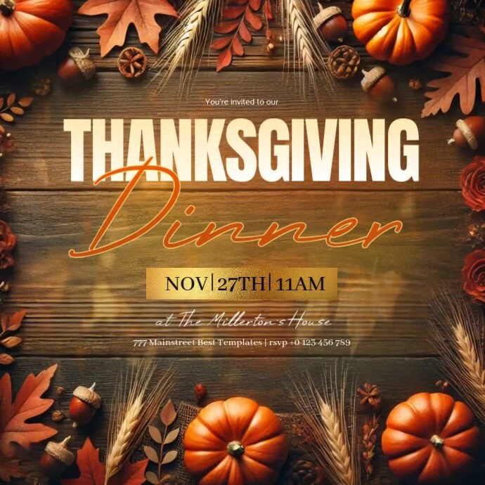 Thanksgiving Dinner Template | PosterMyWall