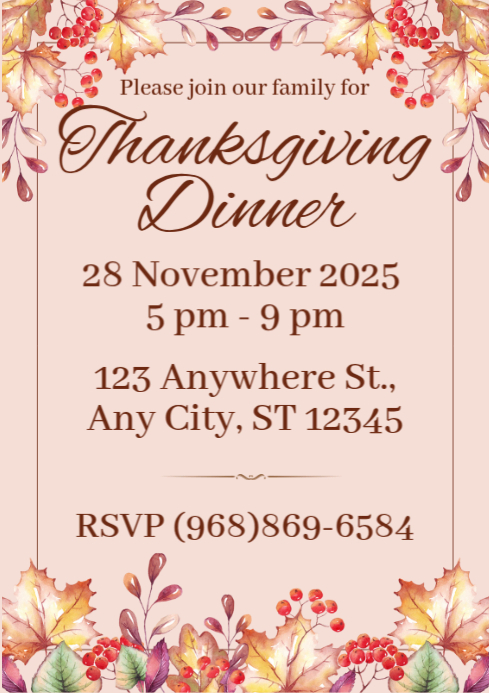 Thanksgiving Dinner Template | PosterMyWall
