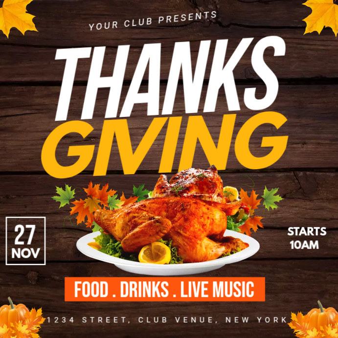 Thanksgiving dinner Template | PosterMyWall