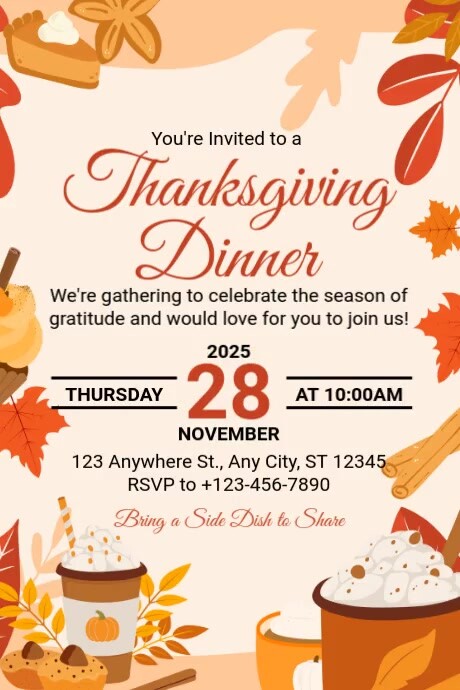 Thanksgiving Dinner Template | PosterMyWall