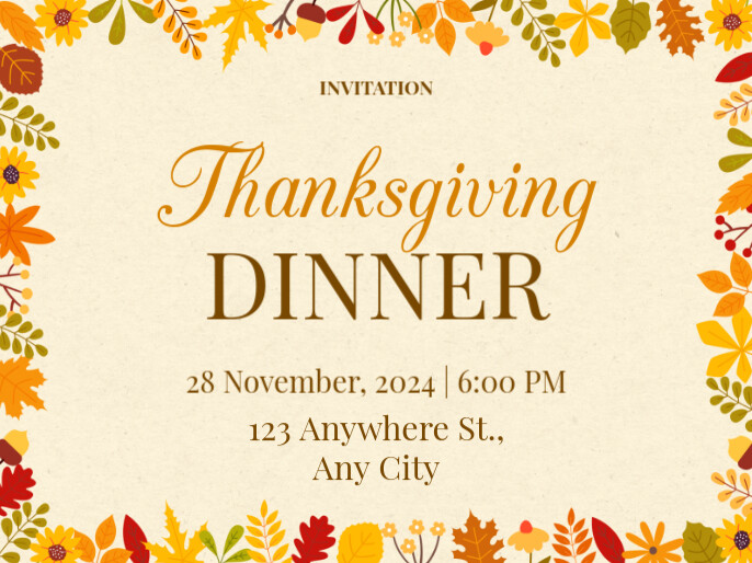 Thanksgiving Dinner Template | PosterMyWall