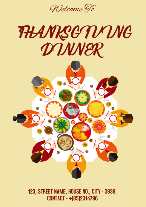 Thanksgiving Dinner Template | PosterMyWall