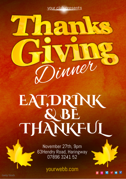 Thanksgiving Dinner Template | PosterMyWall