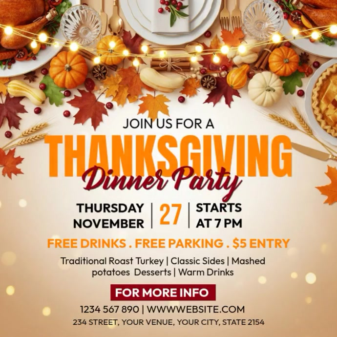 thanksgiving dinner Template | PosterMyWall