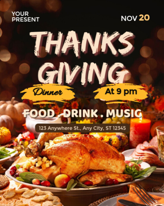 Plantilla de Thanksgiving Dinner | PosterMyWall
