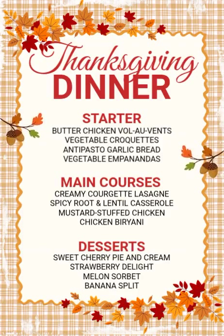 Thanksgiving Dinner Template | PosterMyWall